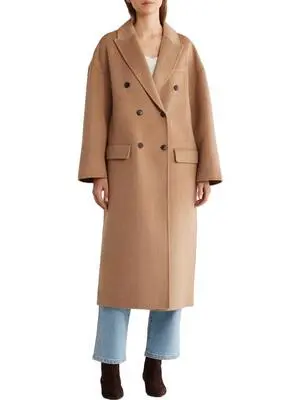 REISS Double-breasted Wool-blend Coat - Camel