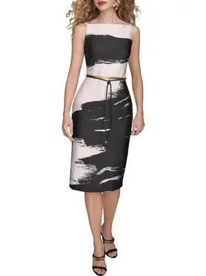 Donna Karan New York Braided Belt Sheath Dress - Black/vellum