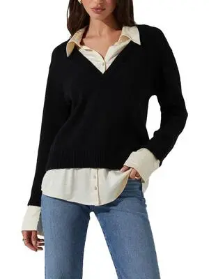 Astr The Label Jianna Layered Sweater - Black Cream