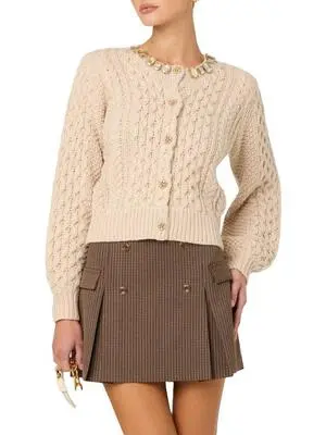 Astr The Label Cathryn Embellished Cardigan - Cream