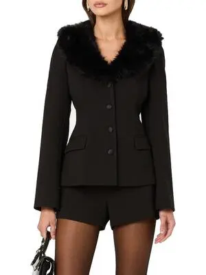 Astr The Label Stefani Jacket With Faux Fur Collar - Black