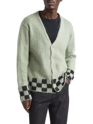SECOND / LAYER Chevy Mohair V-neck Cardigan - Green/black