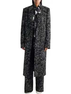 Dries Van Noten Raftan Abstract Swirl Jacquard Coat - Black