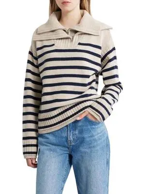 Rag & Bone Ilaria Stripe Wool Pullover - Oat