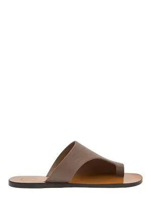 ATP ATELIER Rosa Grained Leather Cutout Sandals - Tahini