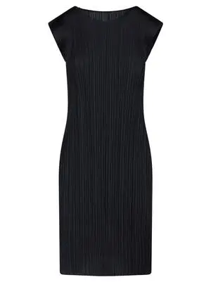 PLEATS PLEASE Sleeveless Round Neck Midi Dress - Black