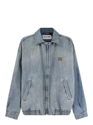Miu Miu Denim Jacket With Embroidery - Blue