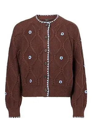 Rails Laurie Flower-embellished Cardigan - Walnut Daisy