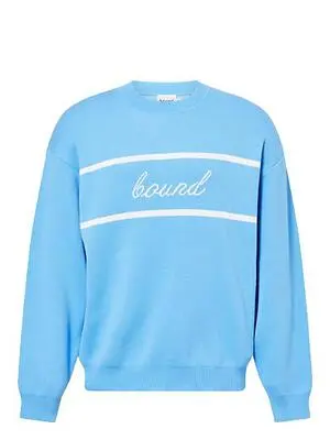 BOUND Brand-print Cotton-knit Jumper - Sky Blue