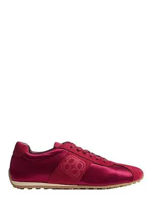 LK BENNETT Satin And Suede Trainers - Red-burgundy