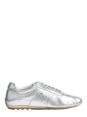 LK BENNETT Spring Leather Trainers - Met-silver