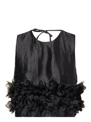 SISTER JANE Plume Organza Woven Top - Black