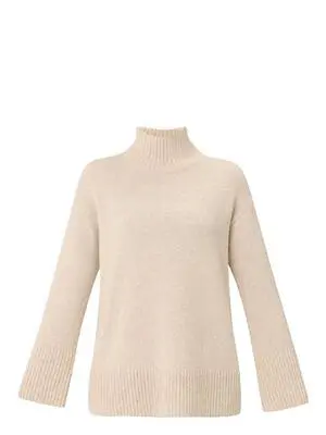 Sweaty Betty Funnel-neck Knitted Jumper - Barley Beige