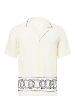 Orlebar Brown Maitan Cirqua Embroidery Cotton-knit Shirt - White Sand/night Iris