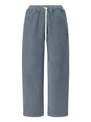 THE COUTURE CLUB Ribbed Wide-leg Cotton-jersey Jogging Bottoms - Grey
