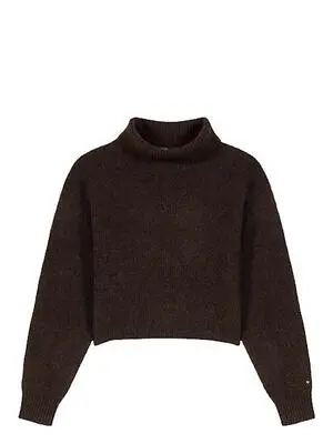 Maje Ribbed Roll-neck Stretch-knit Jumper - Dark Brown