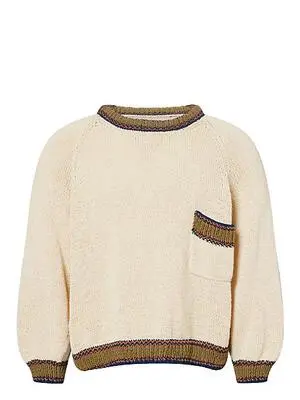 STORY MFG. Contrast-trimmed Knitted Jumper - Ecru
