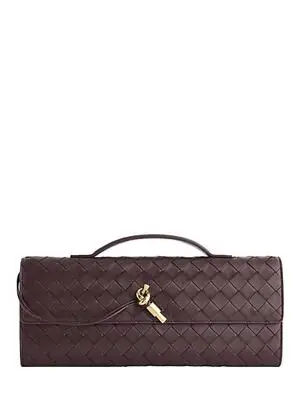 Bottega Veneta Andiamo Leather Clutch - Barolo-m Brass