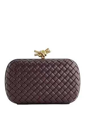 Bottega Veneta Knot Intrecciato Leather Clutch - Barolo-m Brass
