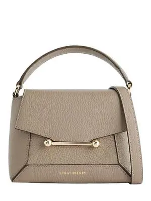 Strathberry Mosaic Nano Leather Top Handle Bag - Taupe