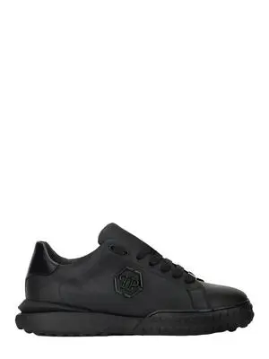 Philipp Plein Hexagon Logo Leather Sneakers - Black