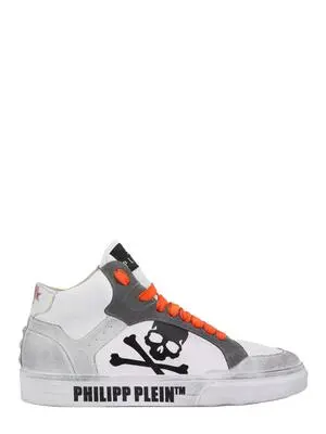 Philipp Plein Retro Kickz Skull-motif High-top Sneakers - White