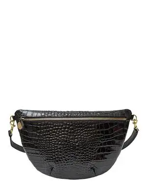 Clare V. Grande Small Croco Embossed Leather Fanny Pack - Black
