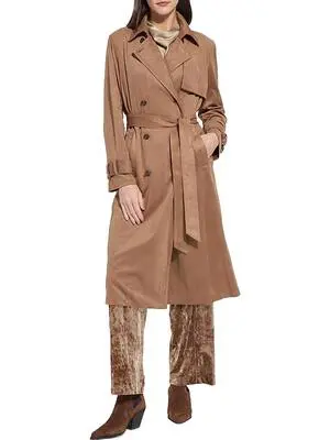 Lyssé Agatha Faux Suede Trench Coat - Lux Camel