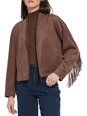 Lyssé Candence Fringe Faux Suede Jacket - Polished Wood