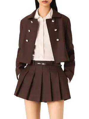 Maje Short Double Breasted Jacket - Brown