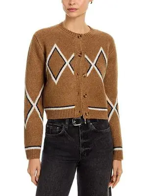Aqua Argyle Cardigan Sweater - Brown Multi