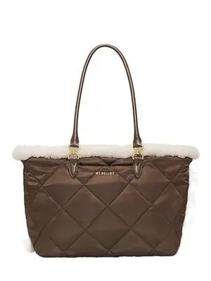 Mz Wallace Medium Madison East/west Tote - Walnut/shearling