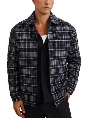 REISS Vitarli Checked Overshirt - Blue