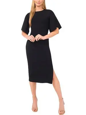 Ted Baker London Flare Sleeve Crew Neck Midi Dress - Rich Black