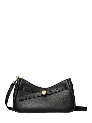 Tory Burch Romy Leather Zip Top Crossbody - Black