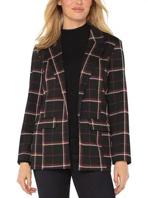 LIVERPOOL Plaid Boyfriend Blazer - Black/ Red Plaid