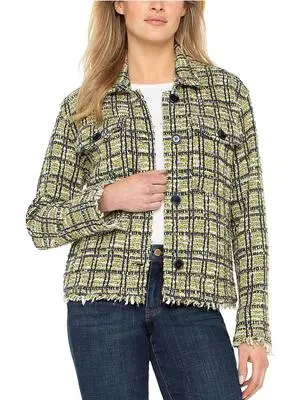 LIVERPOOL Plaid Boucle Shirt Jacket - Green Multi Plaid