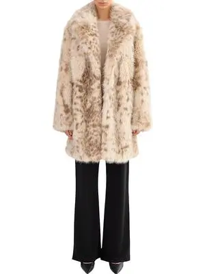 LAMARQUE Faux Fur Coat - Beige Leo