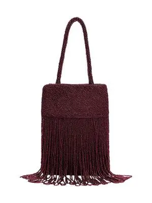 REFORMATION Valentina Mini Beaded Shoulder Bag Burgundy