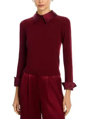 Alice + Olivia Porla Collared Sweater - Oxblood