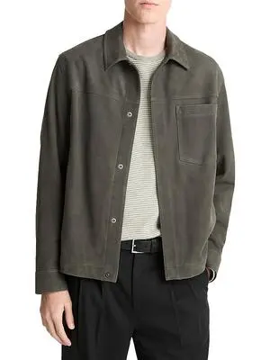Vince Modern Trucker Leather Jacket - Sycamore