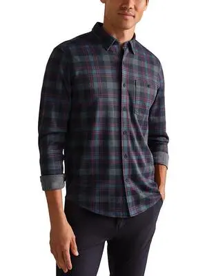 RHONE Hardy Flannel Relaxed Fit Shirt - True Navy Plaid