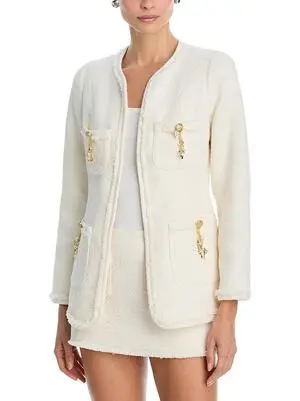 LoveShackFancy Adrina Frayed Edge Jacket - Cream