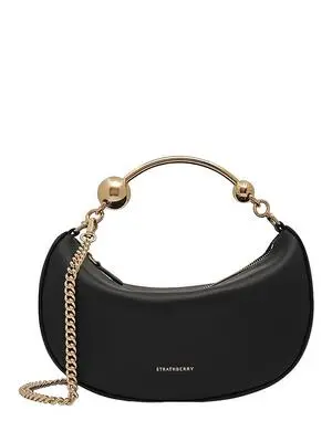 Strathberry Crescent Moon Small Leather Crossbody Black