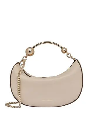 Strathberry Crescent Moon Small Leather Crossbody Oat