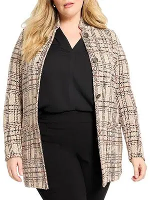 NIC+ZOE Stitchy Plaid Knit Blazer - Neutral Multi