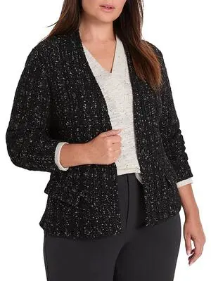NIC+ZOE Metallic Grid Knit Jacket - Black Mix