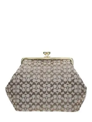 COACH Kisslock Crystal Signature Jacquard Frame Bag - Brass/burnished Amber