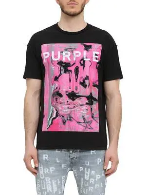 PURPLE BRAND Textured Inside Out Graphic T-shirt - Black