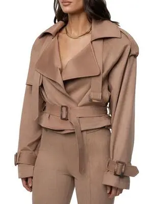 JLUXLABEL Latte Belted Crop Jacket
